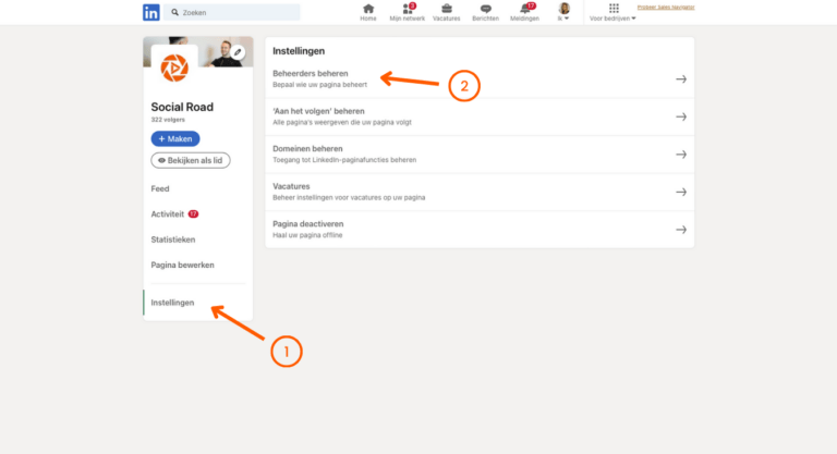 Linkedin beheerder toevoegen | Super Admin instellingen | Fellow