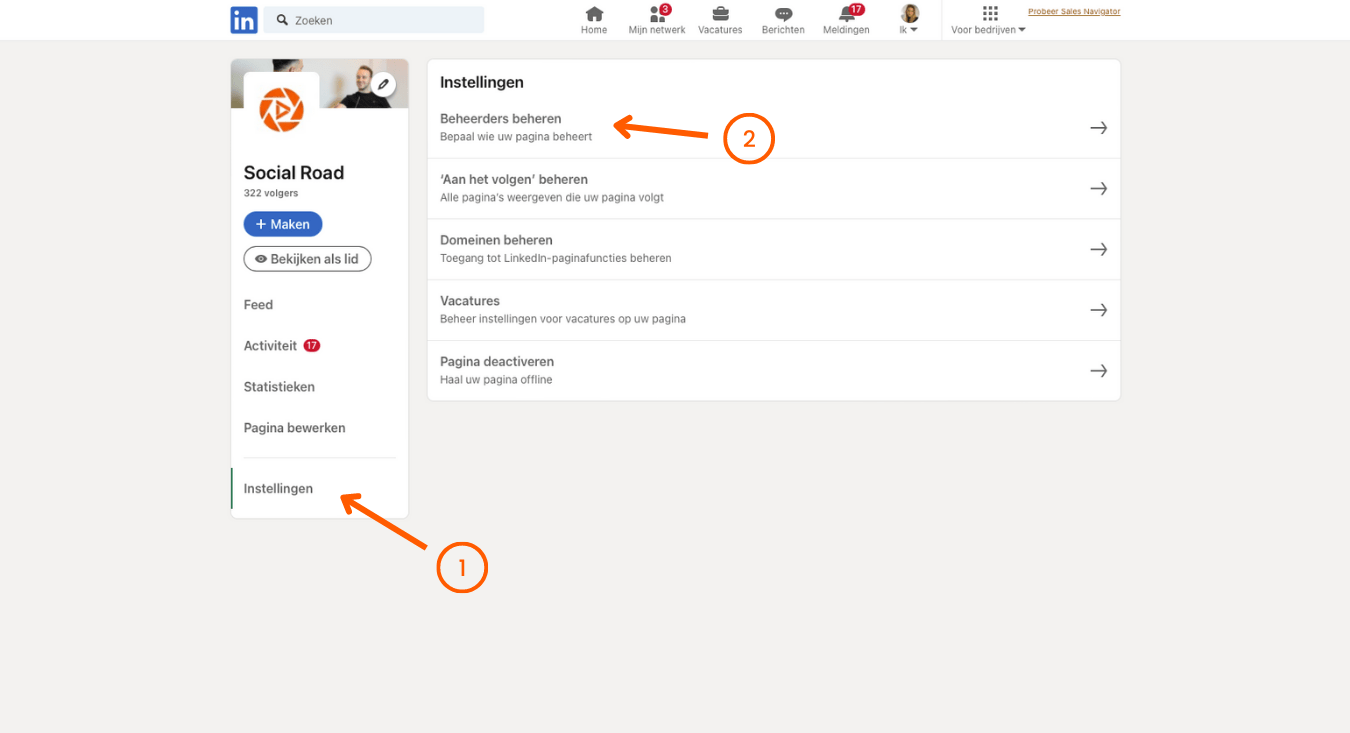 Linkedin beheerder toevoegen | Super Admin instellingen | Fellow